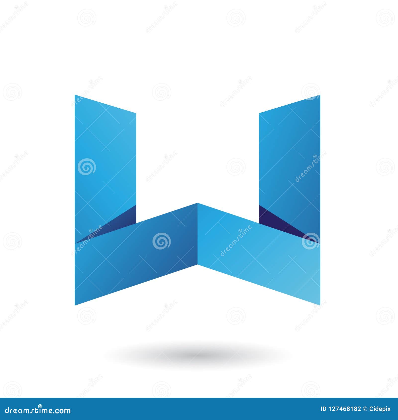 Blue Folded Paper Letter W Vector Illustration Stock Vector ...