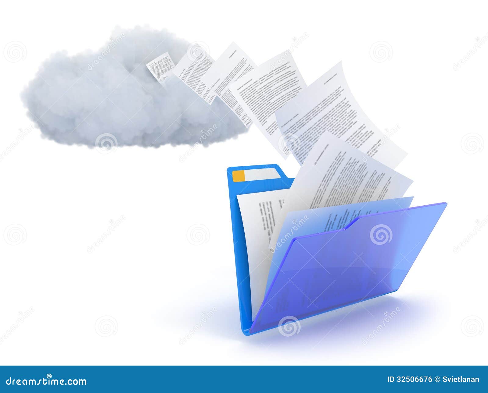 Blue folder with cloud. stock illustration. Illustration of system ...