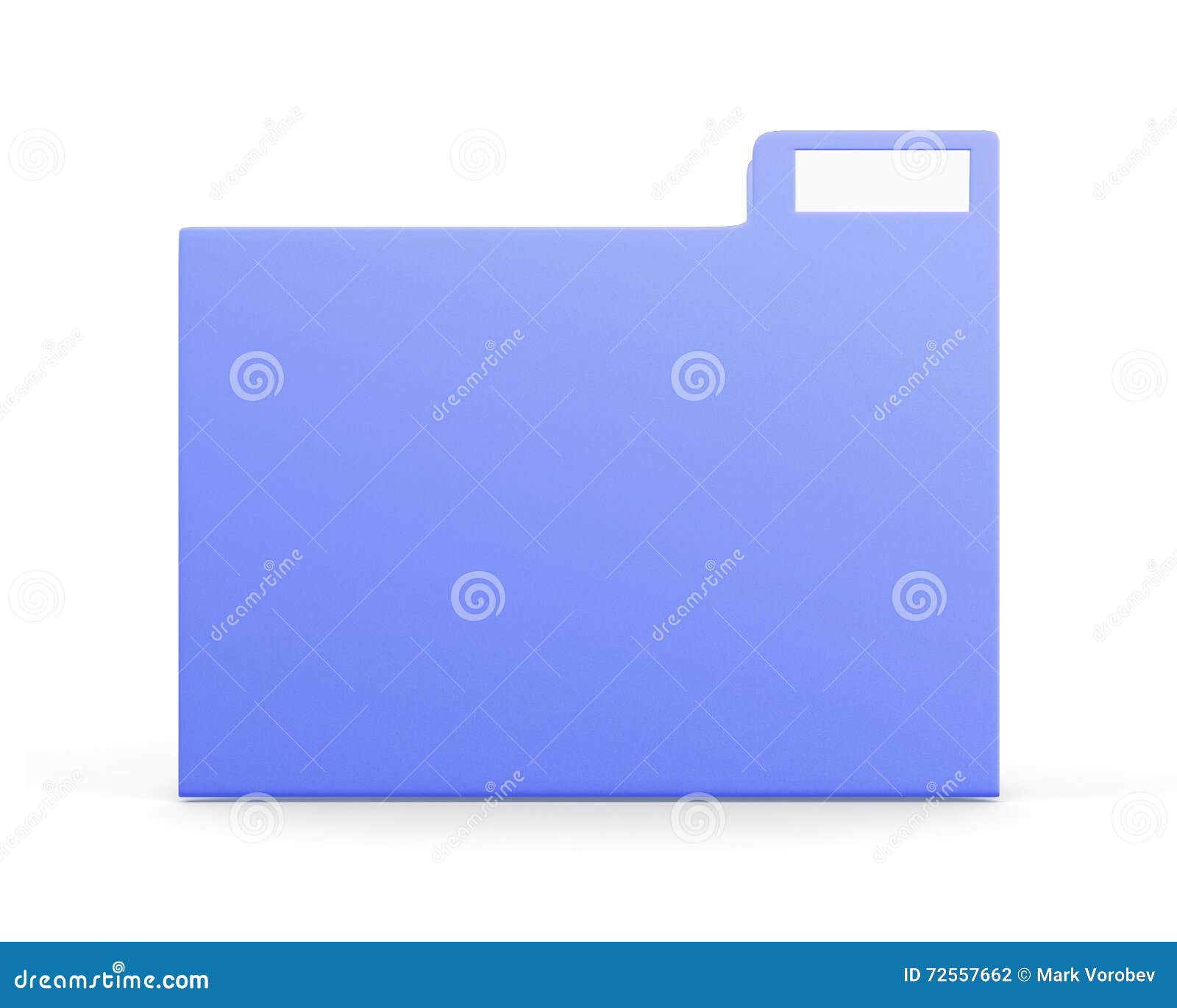 Blue Folder for Files Isolated on White Background. Front View Stock ...