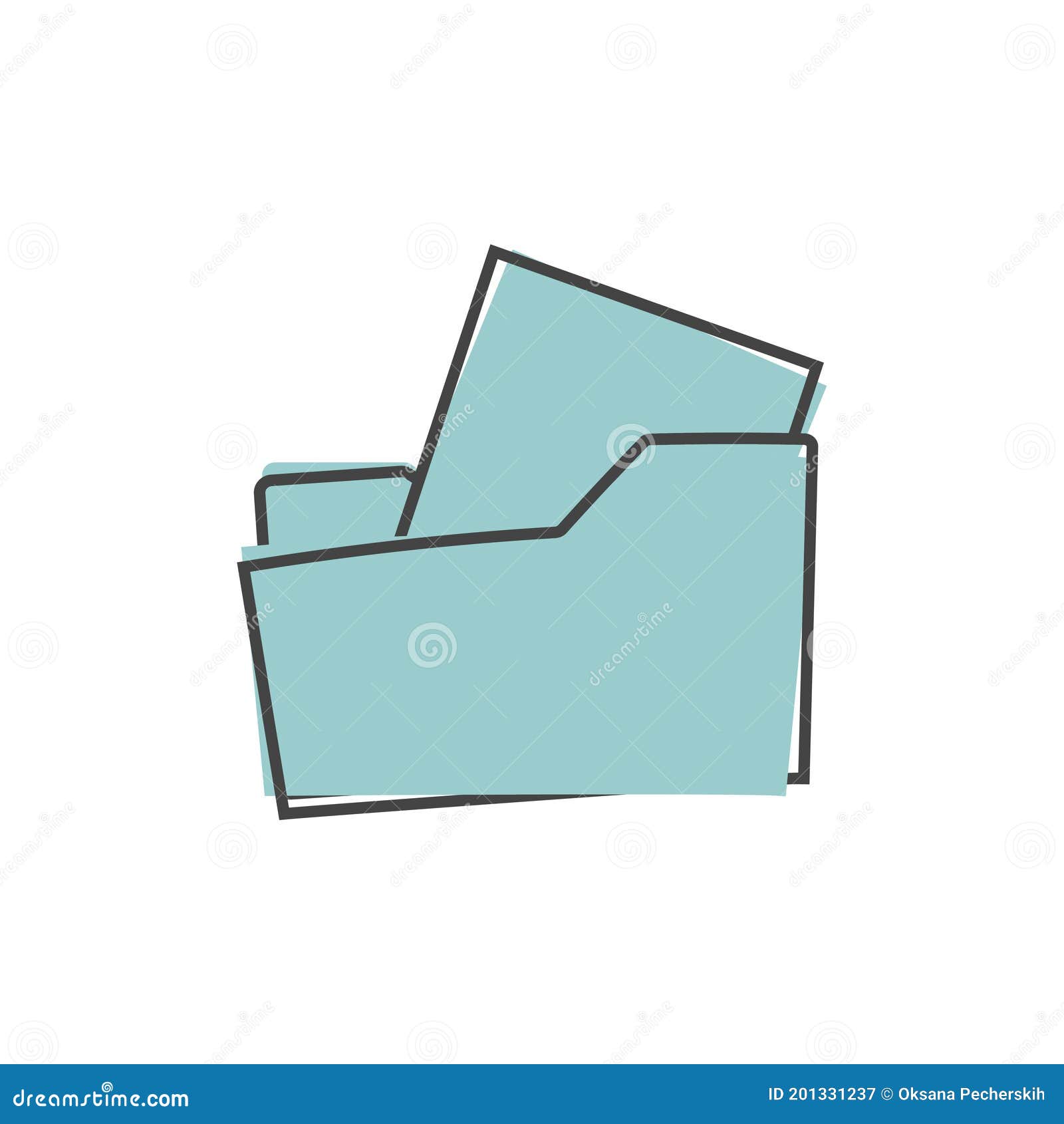 Blue Folder Icon with a Sheet of Paper. Vector Folder Icon Cartoon ...