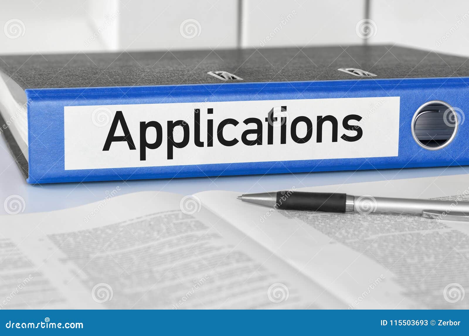 Blue Folder with the Label Applications Stock Image - Image of ...