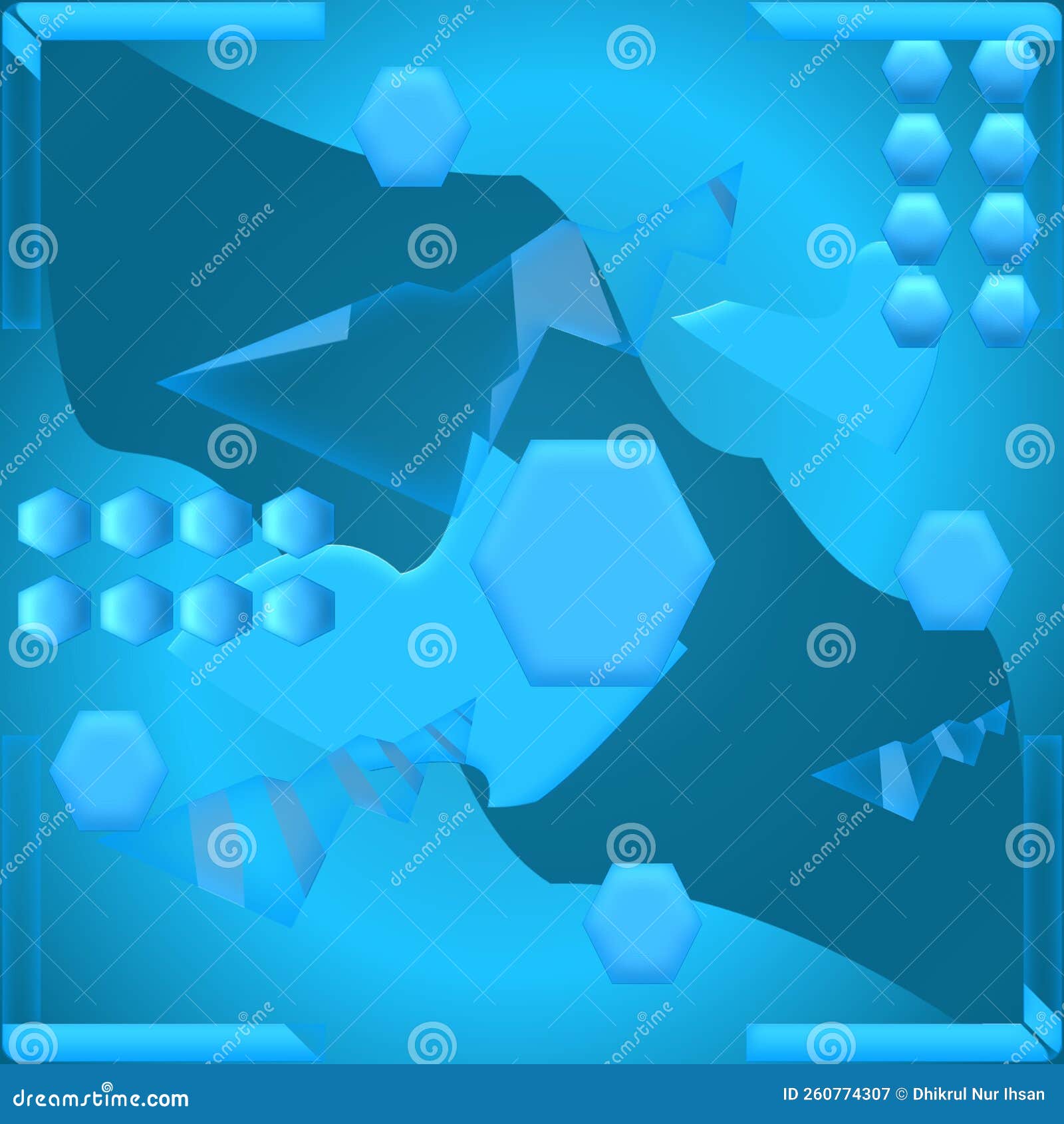 Azure Cartoon Hand Drawn Hippie Doodles Seamless Pattern. Line Art ...