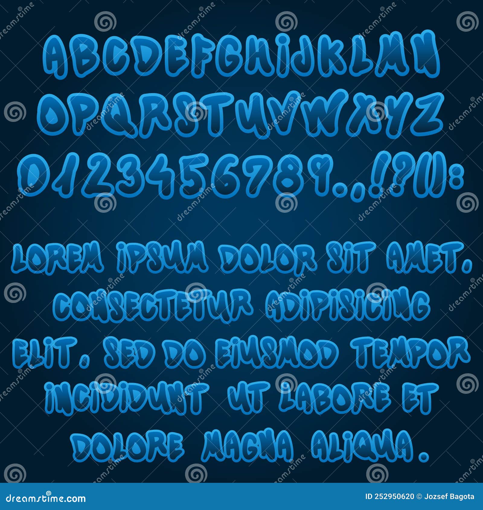 Blue Font Set Full Alphabet Stock Vector - Illustration of artistic ...