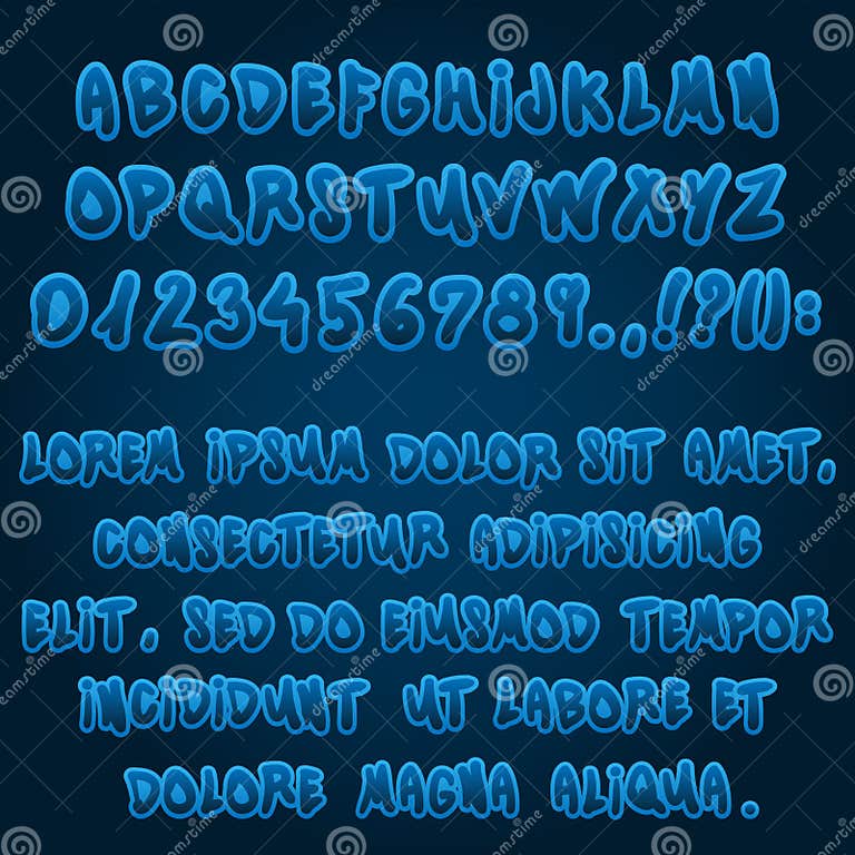 Blue Font Set Full Alphabet Stock Vector - Illustration of artistic ...