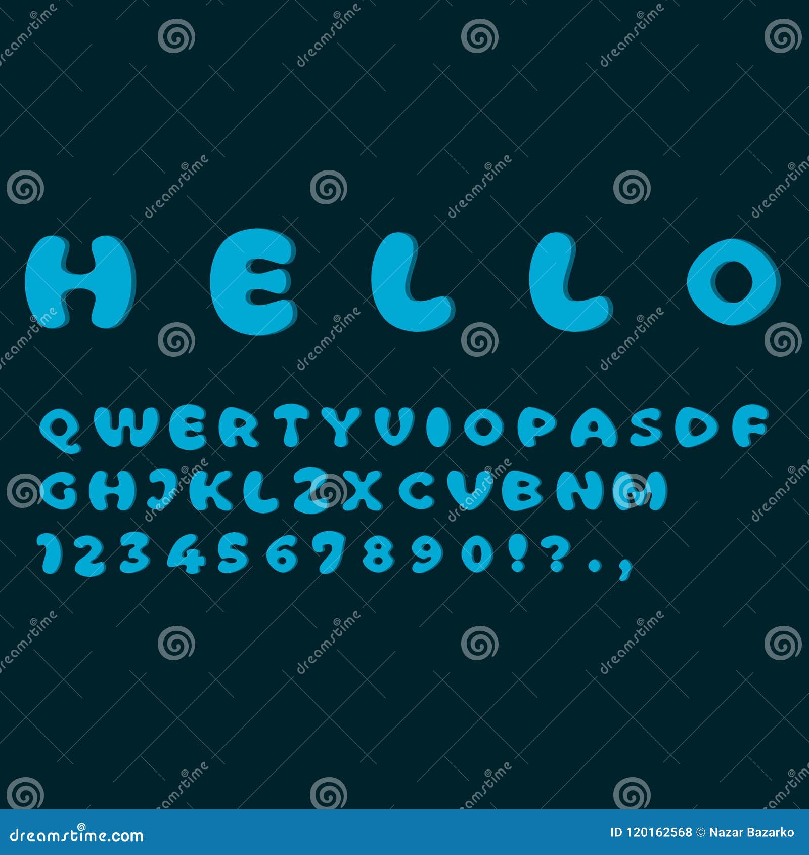 Blue Font Template. Simple Design Stock Illustration - Illustration of ...