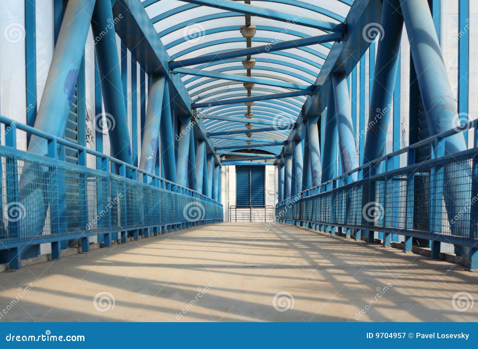 Blue footbridge stock image. Image of sunlight, blue, footbridge - 9704957