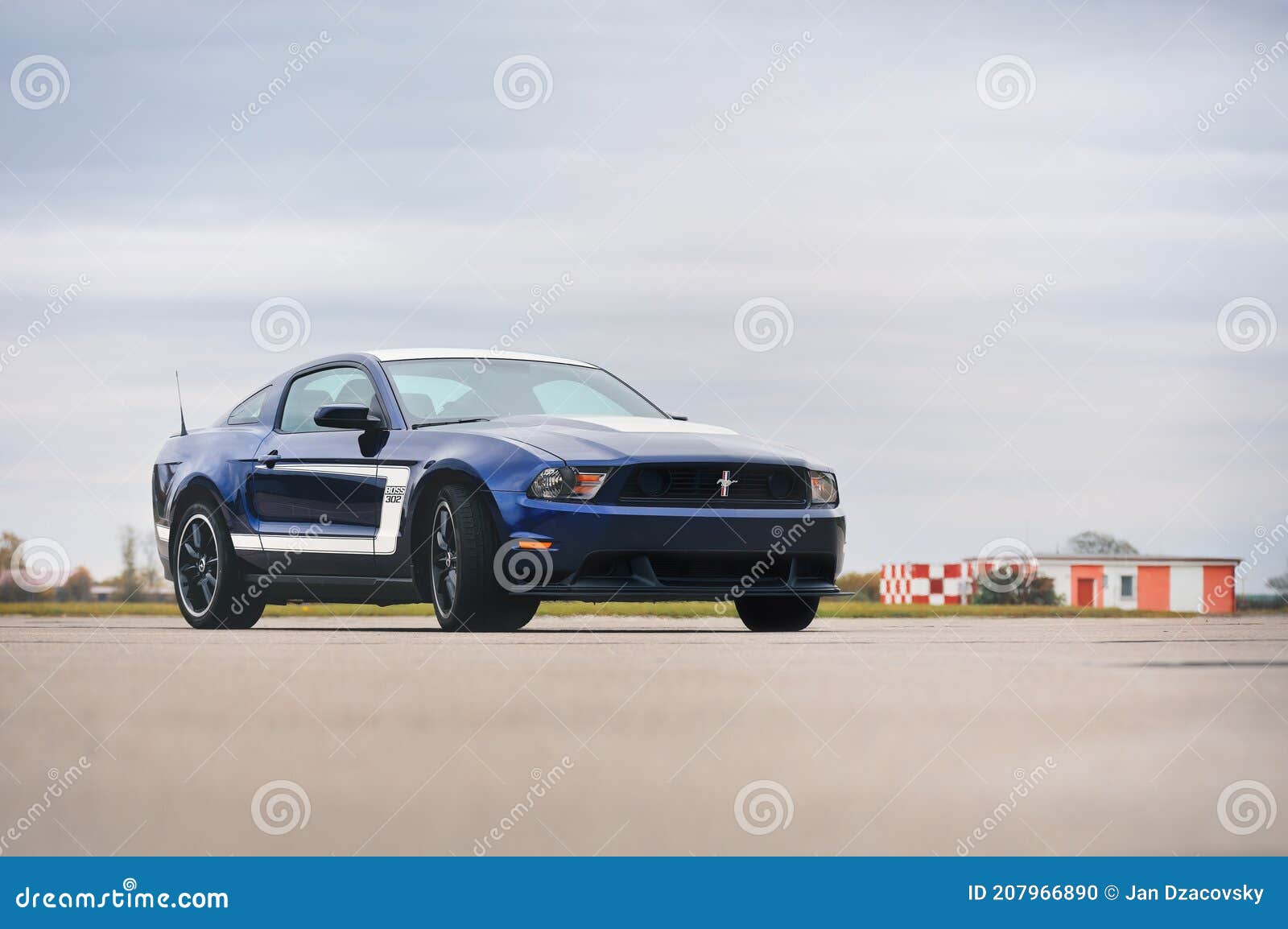 Blue Ford Mustang Boss 302 Standing on the Airport Area. Editorial ...