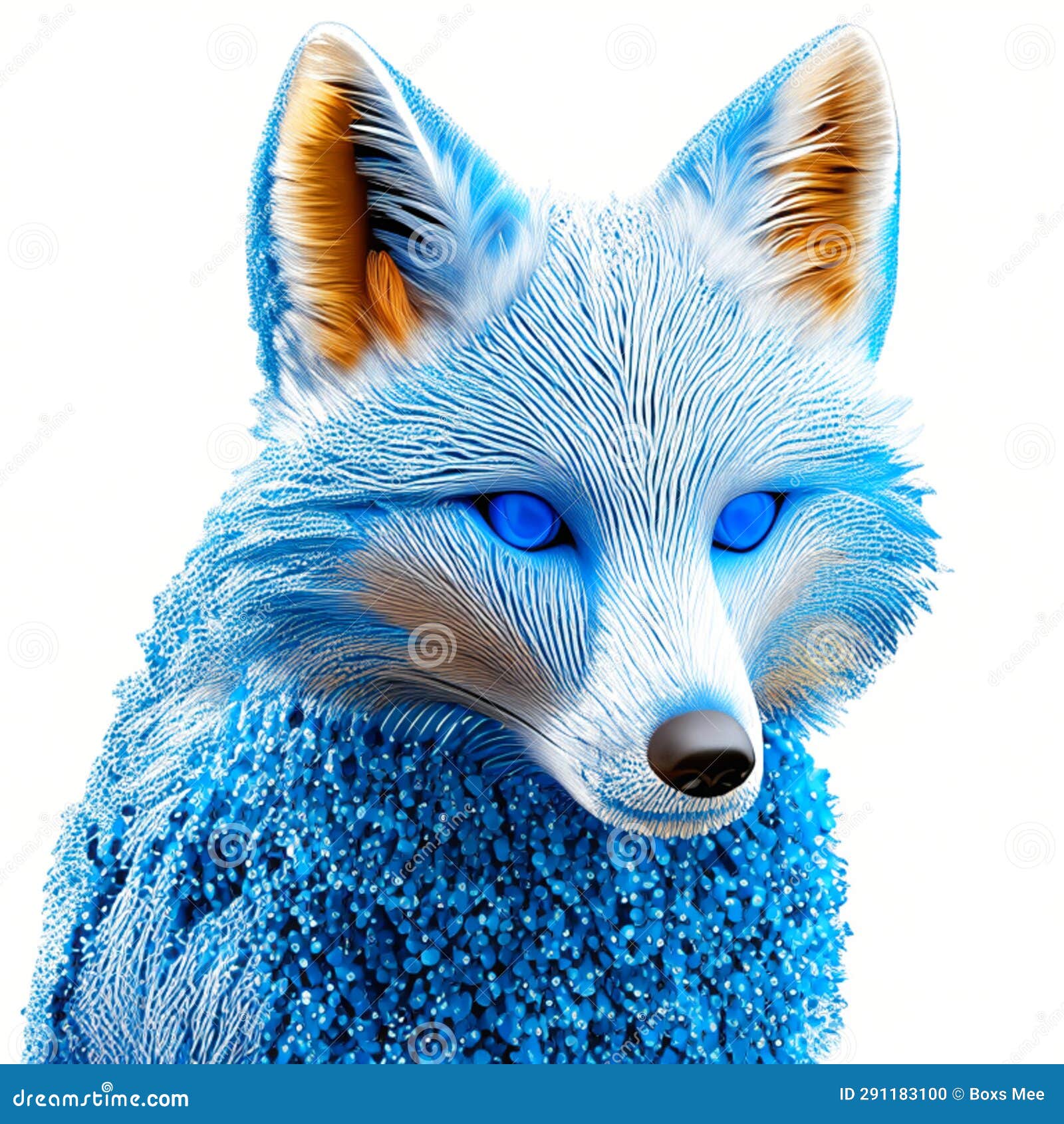 Blue Fox Isolated on a White Background. 3d Rendering, 3d Illustration ...