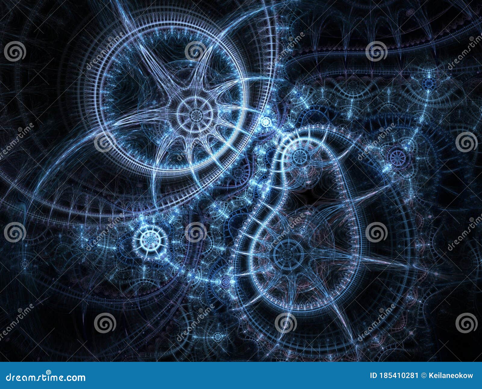 Blue Fractal Clockwork Texture Stock Illustration - Illustration of ...