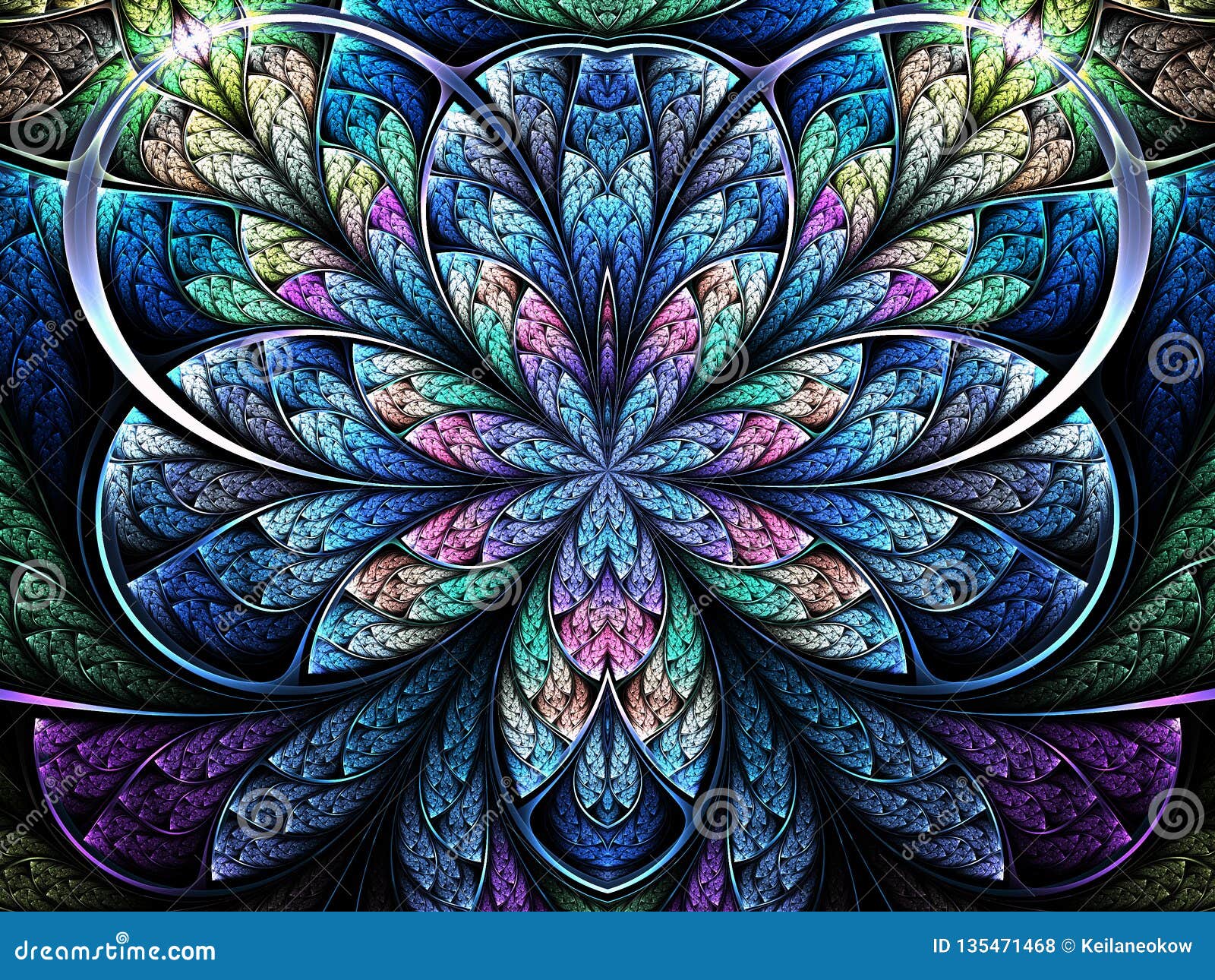 Blue Fractal Flower Stock Illustration Illustration Of Flower 135471468
