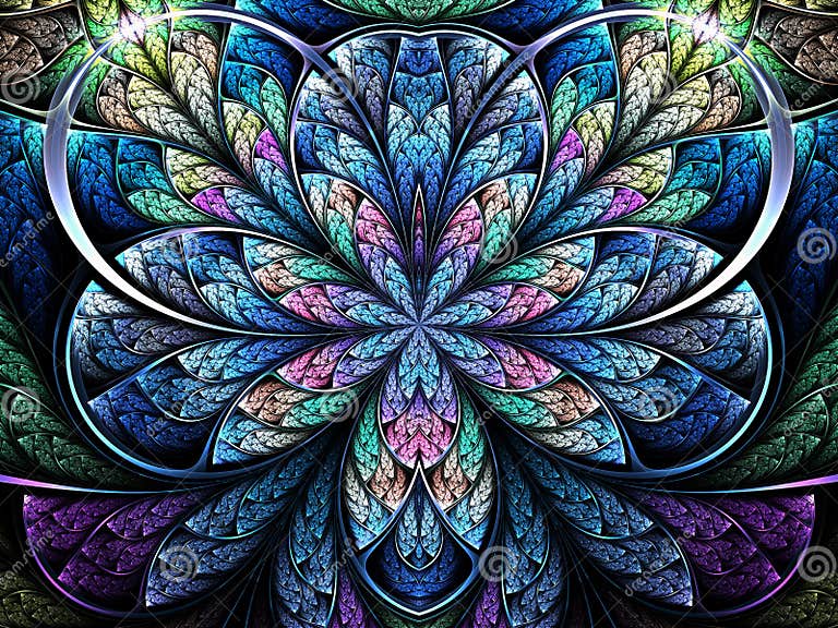 Blue Fractal Flower Stock Illustration Illustration Of Flower 135471468