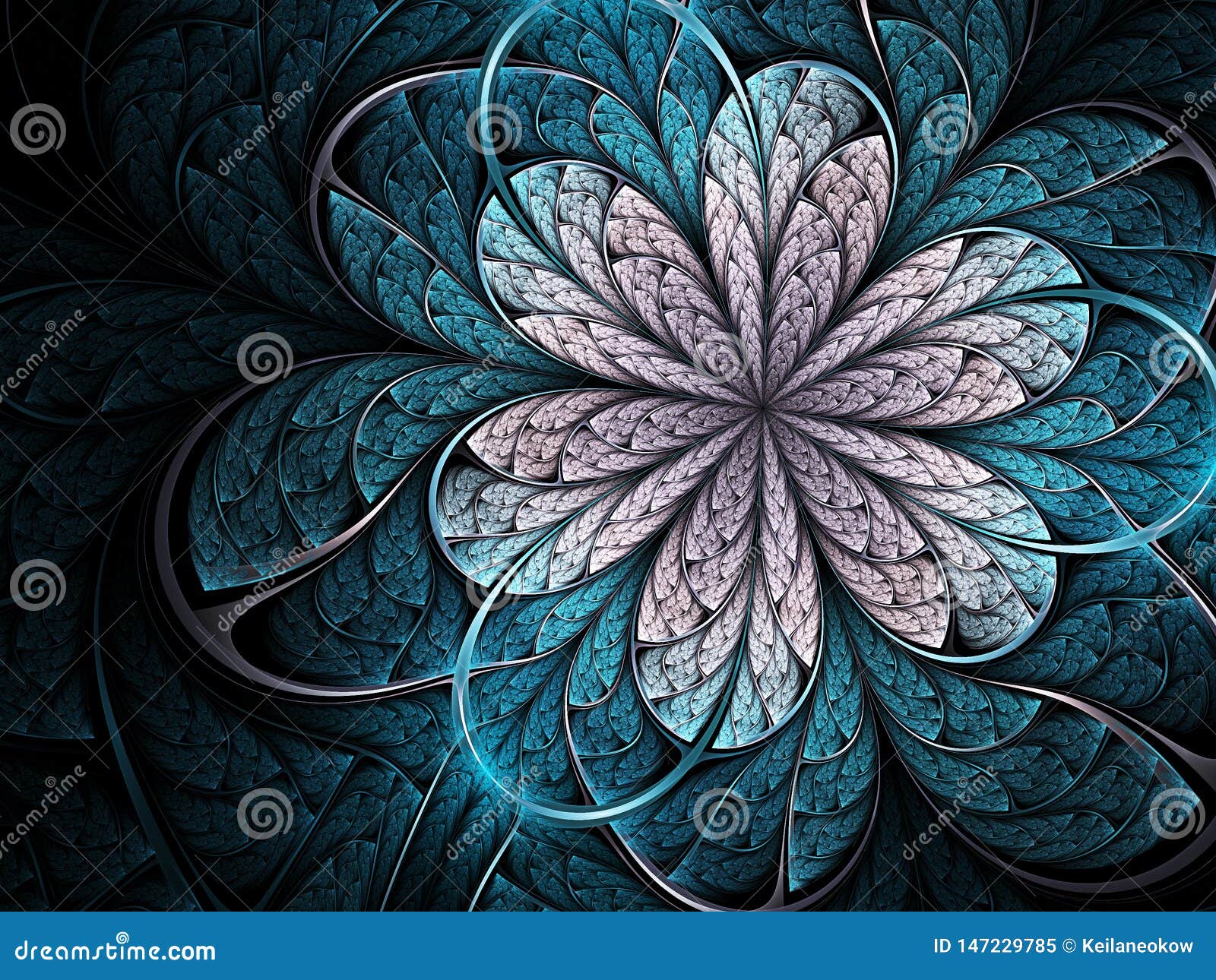 Blue Fractal Flower Stock Illustration Illustration Of Fractal 147229785