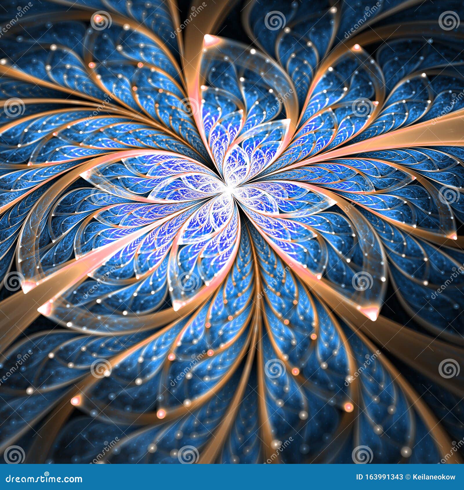 Blue Fractal Flower Stock Illustration Illustration Of Flower 163991343