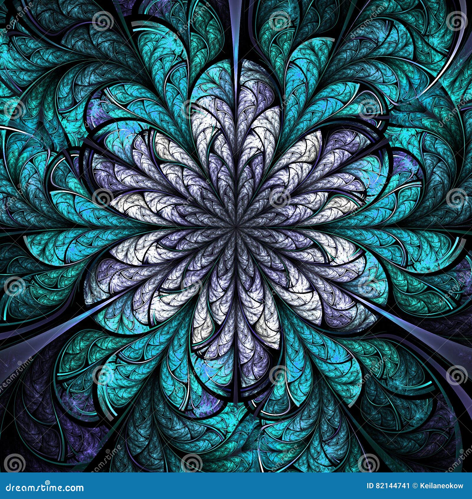 Blue Fractal Flower Stock Illustration Illustration Of Decoration