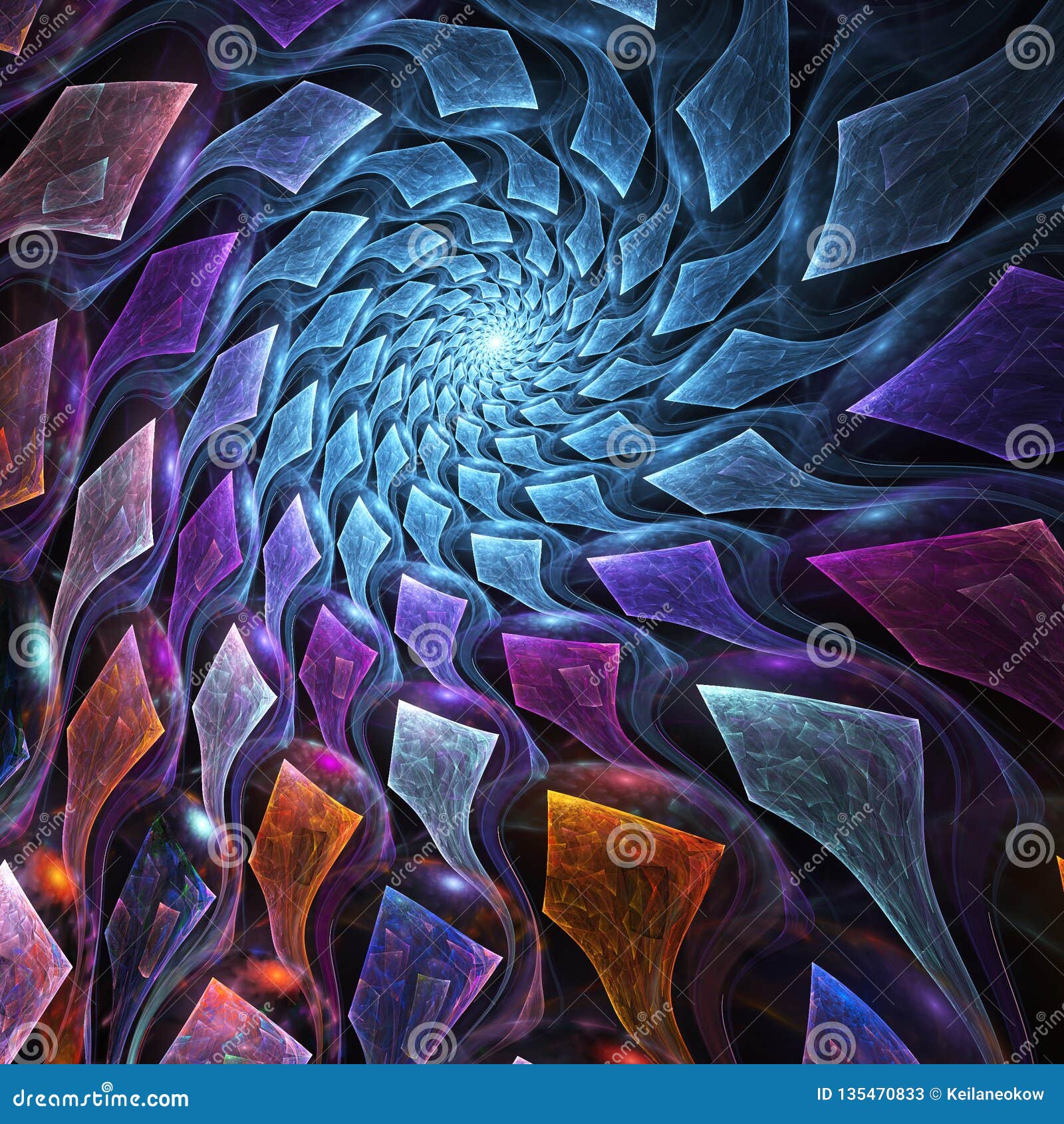Blue fractal swirl stock illustration. Illustration of dynamic - 135470833