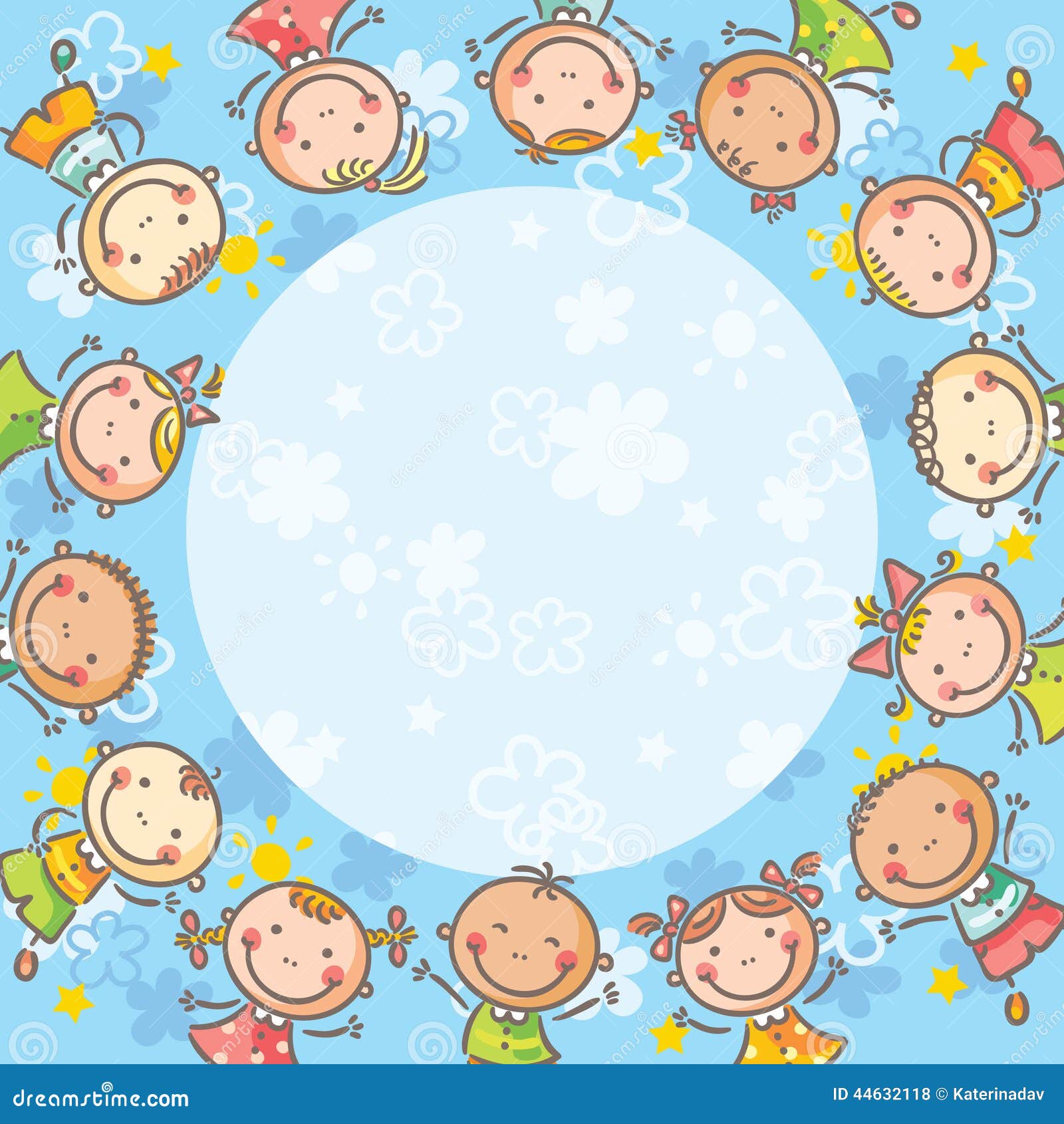Blue frame with many kids stock vector. Illustration of clip - 44632118