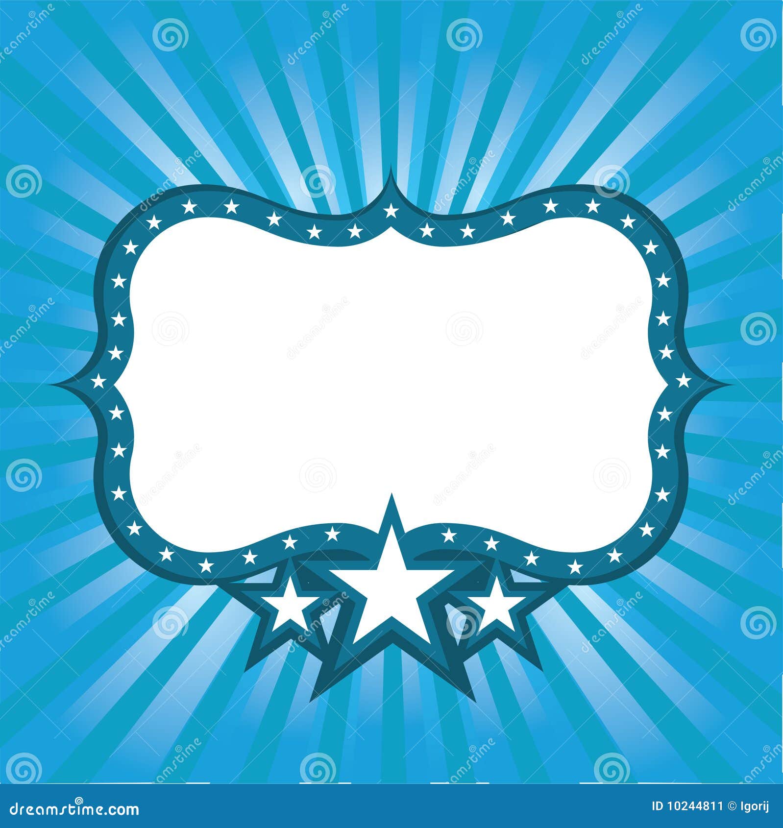 Blue Frame with Stars stock illustration. Illustration of color - 10244811