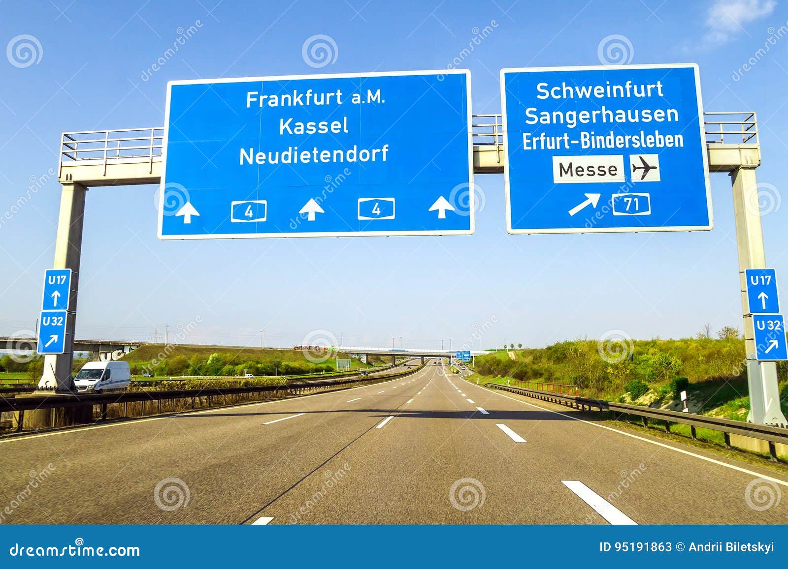 Blue Freeway Sign Over the Road in Germany on Sunny Day Stock Image ...