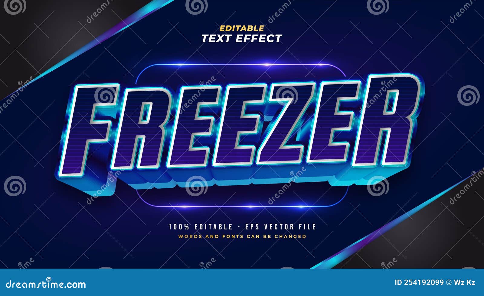 Blue Freeze Text Style Effect Stock Vector - Illustration of typeset ...