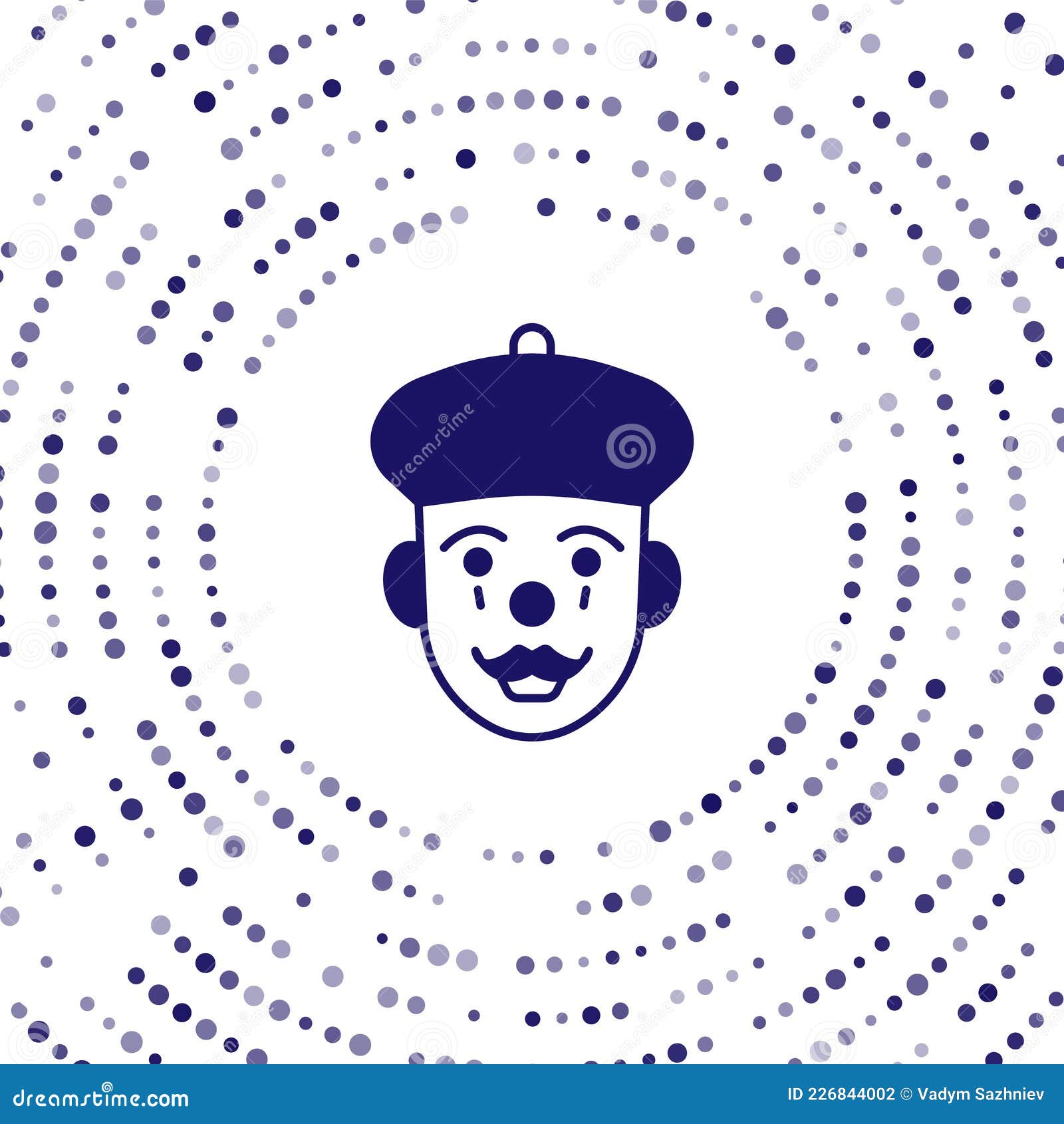 Blue French Mime Icon Isolated on White Background. Abstract Circle ...