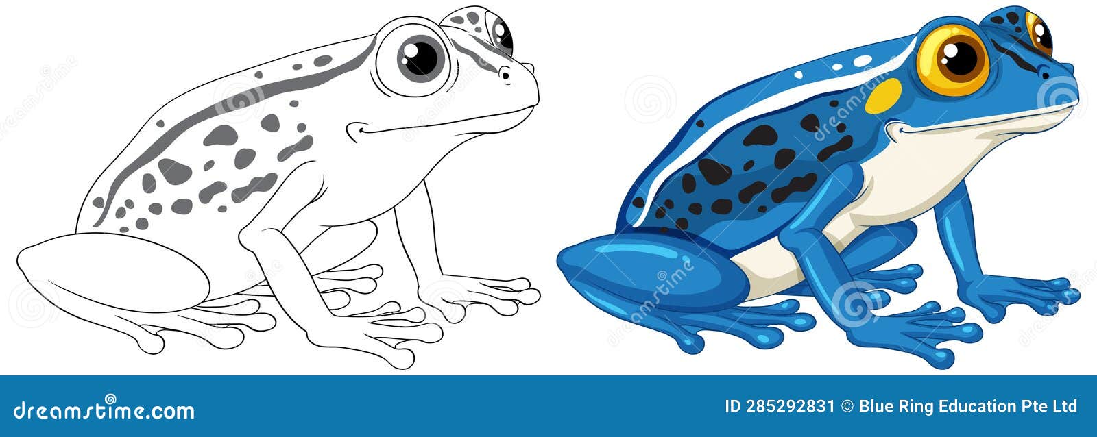 Blue Frog Cartoon stock vector. Illustration of cartoon - 285292831