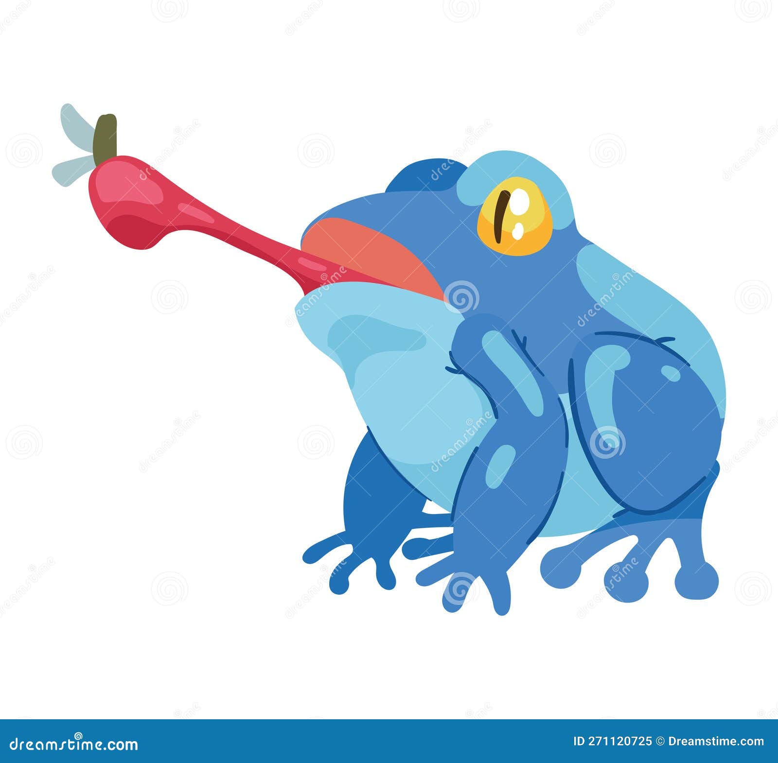 Blue frog eating fly stock vector. Illustration of life - 271120725