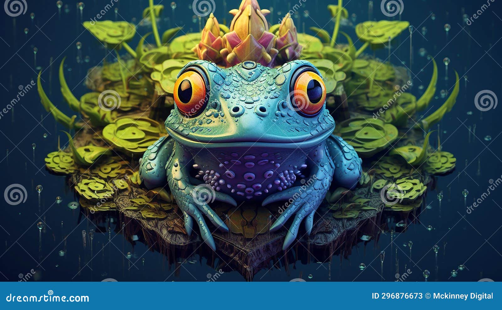 Blue Frog Sitting, Looking at Straight Forward. Stock Illustration ...