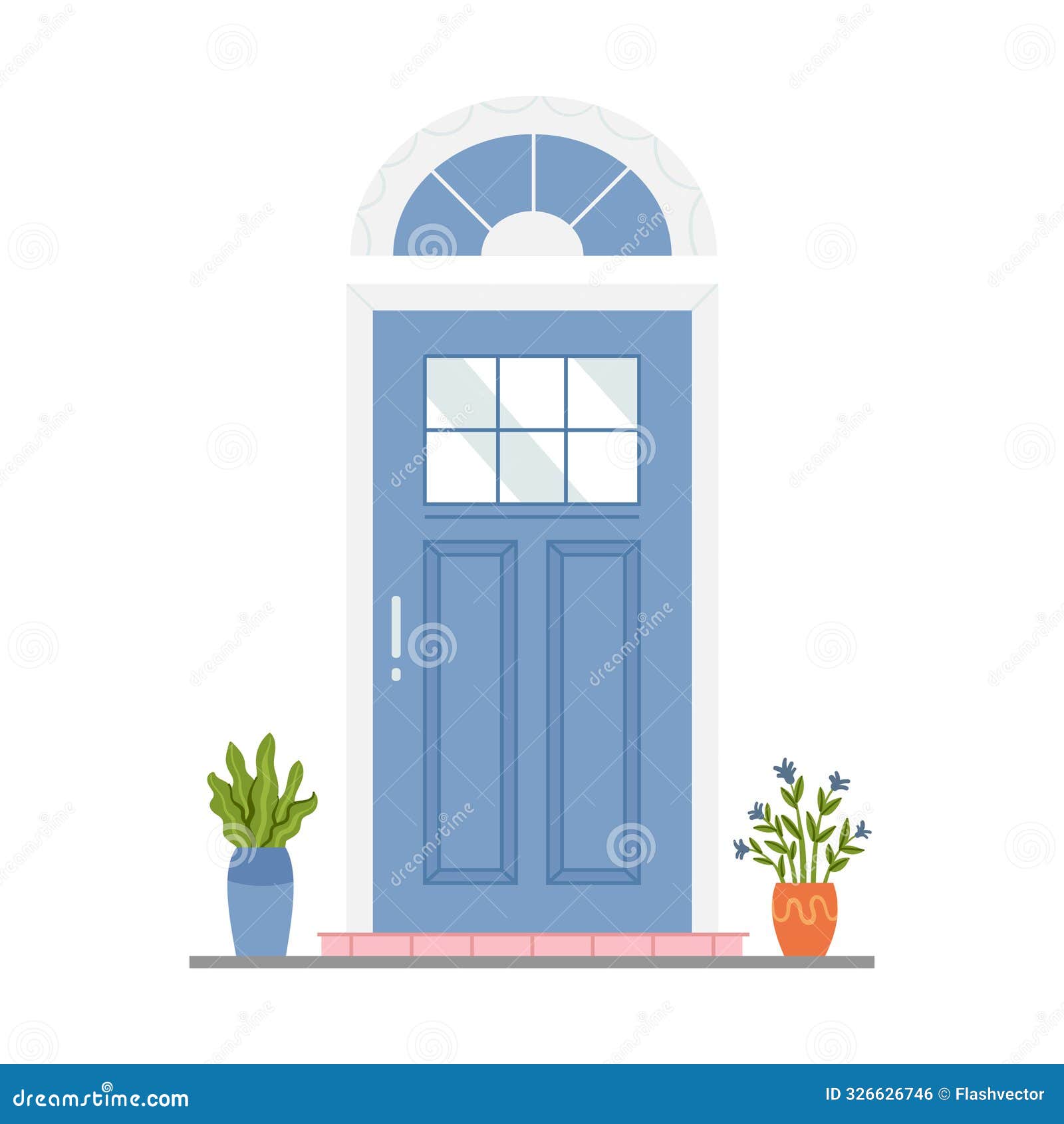 Blue Front Door with Doorknob and Threshold, Arched Doorway of Building ...