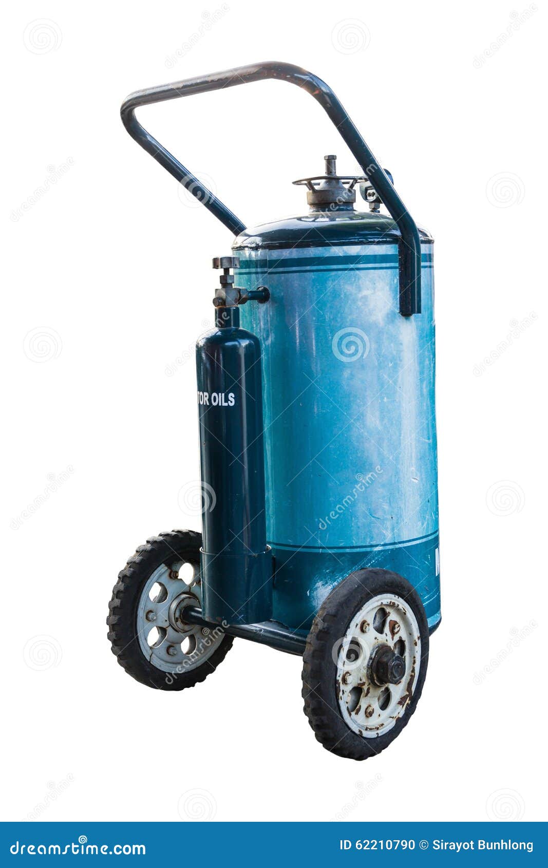 Blue Fuel Tank with Wheel Isolate on White Background Stock Photo ...