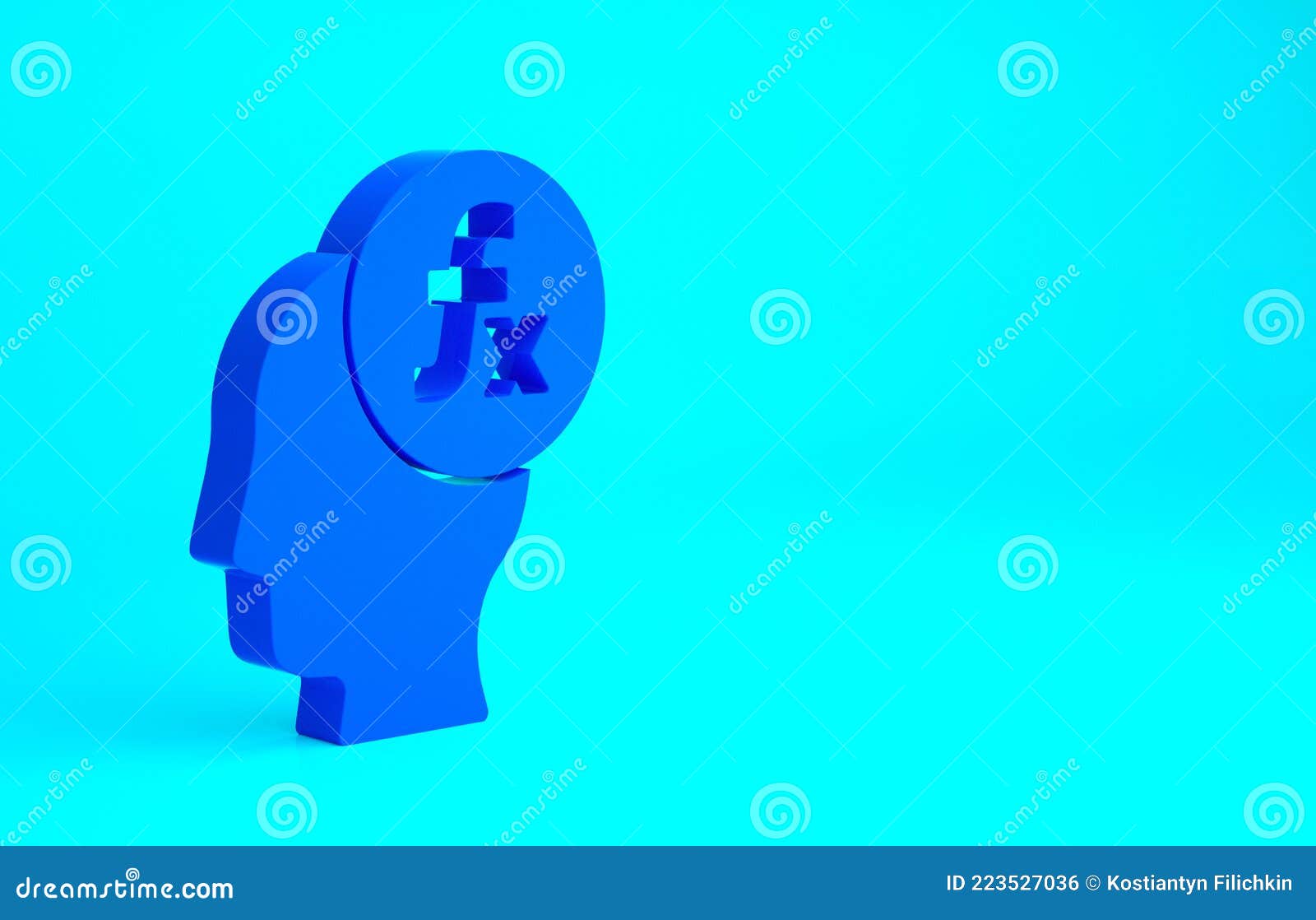 Blue Function Mathematical Symbol Icon Isolated on Blue Background ...