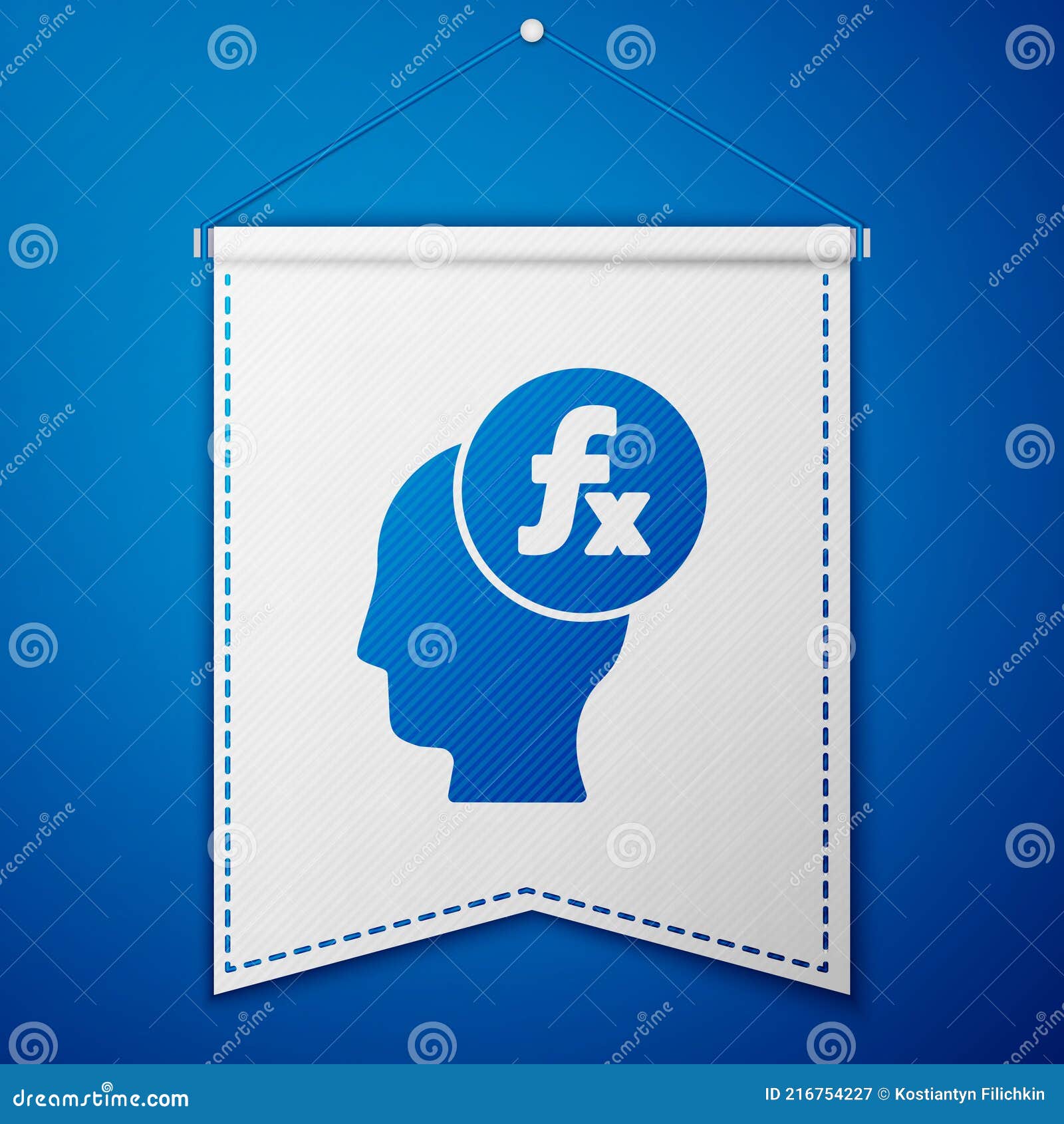 Blue Function Mathematical Symbol Icon Isolated on Blue Background ...