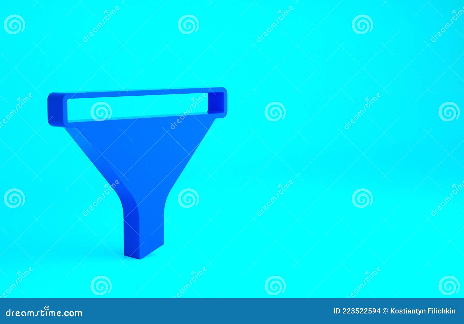 Blue Funnel or Filter Icon Isolated on Blue Background. Minimalism ...