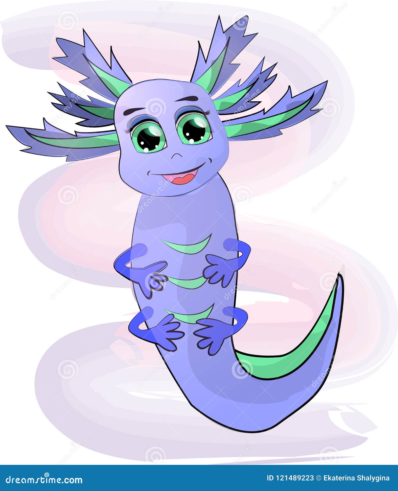 Happy Axolotl Swimming Cartoon Vector Illustration | CartoonDealer.com ...