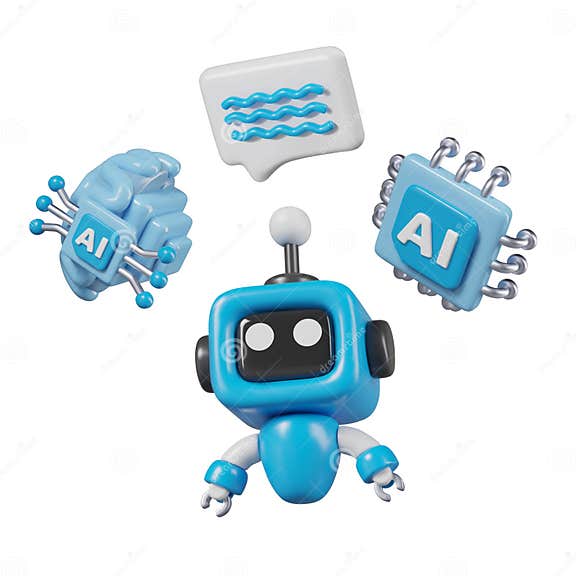 Blue Funny Mini Bot, Brain with Machine Control, Processor with AI ...