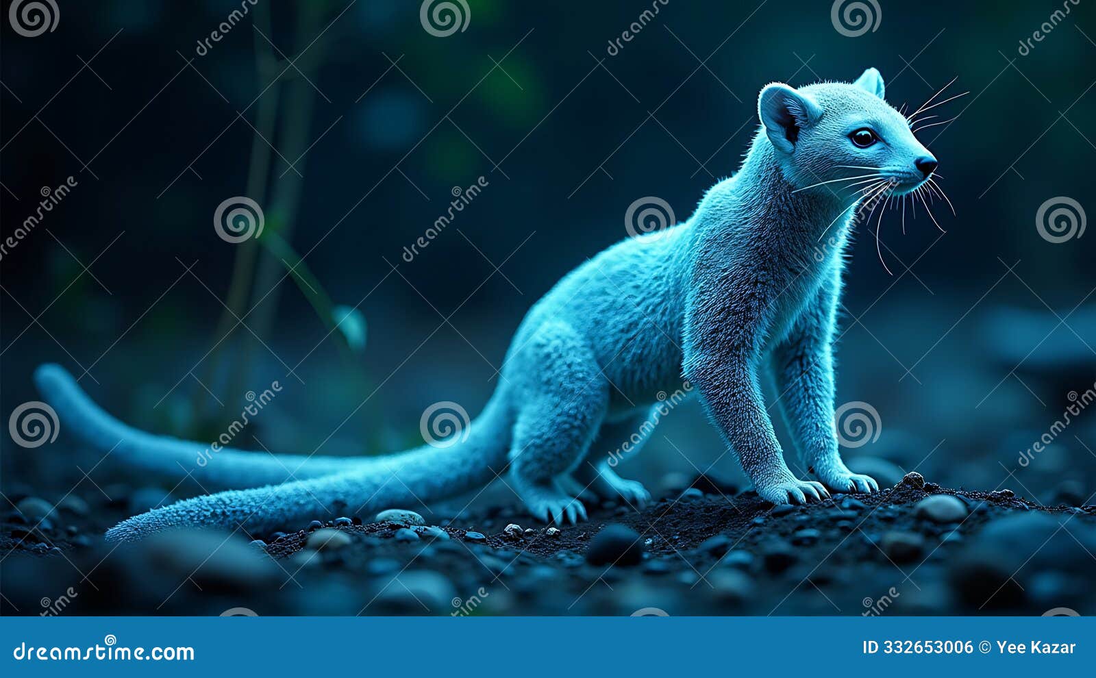 Blue Furry Animal in a Dark Forest. Stock Illustration - Illustration ...