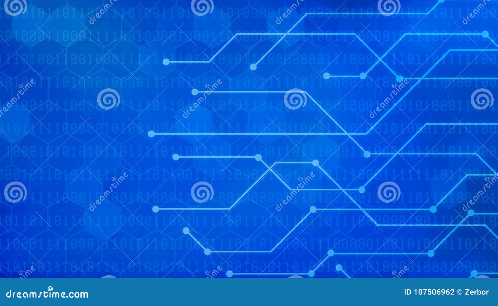 Blue Futuristic Background with Binary Code Stock Illustration ...