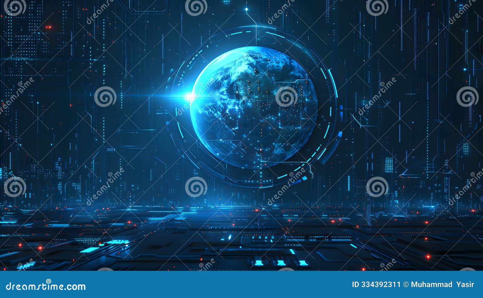 Blue Futuristic Background with Vector Planet Earth Stock Image - Image ...