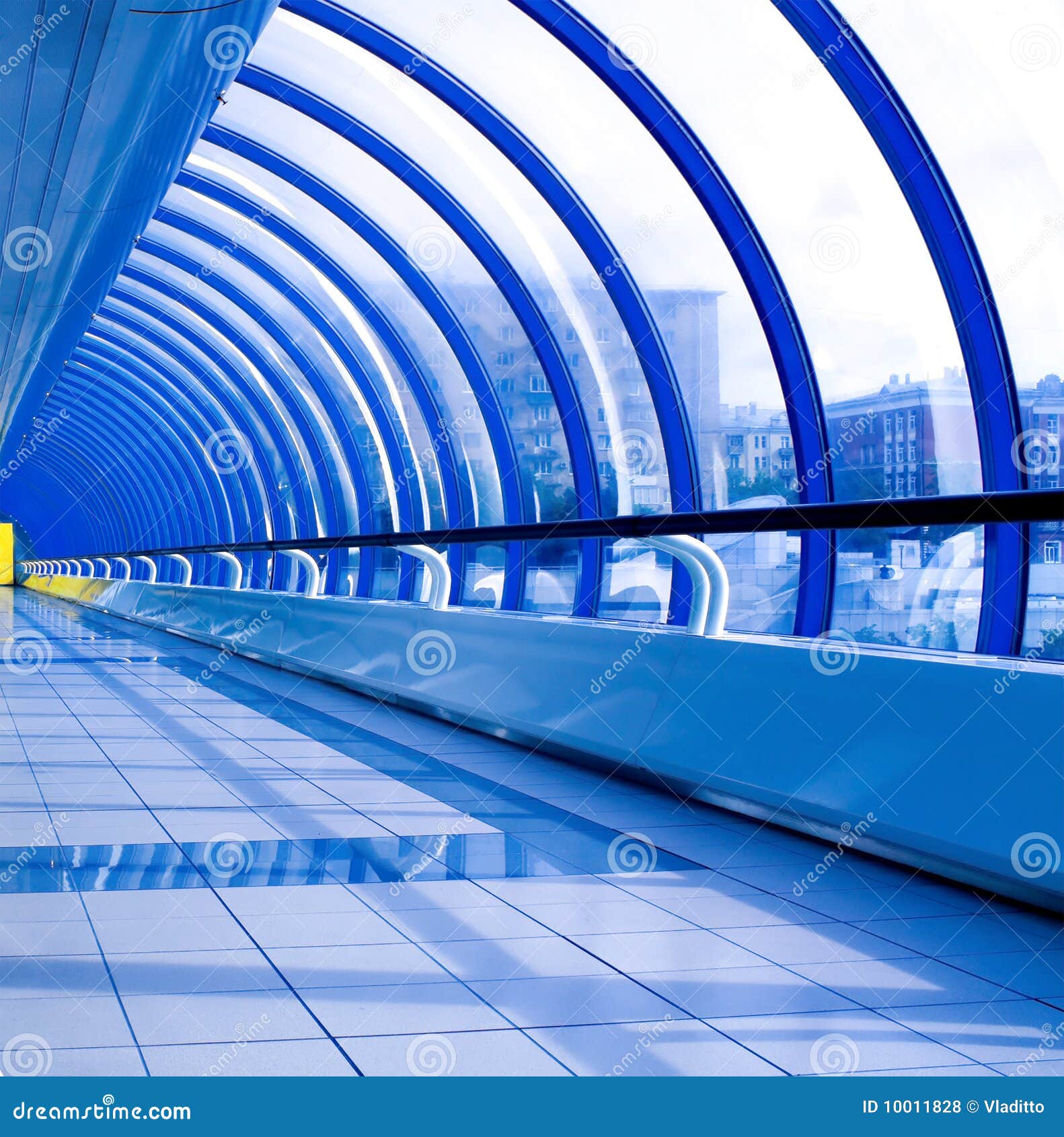 Blue futuristic corridor stock photo. Image of holding - 10011828