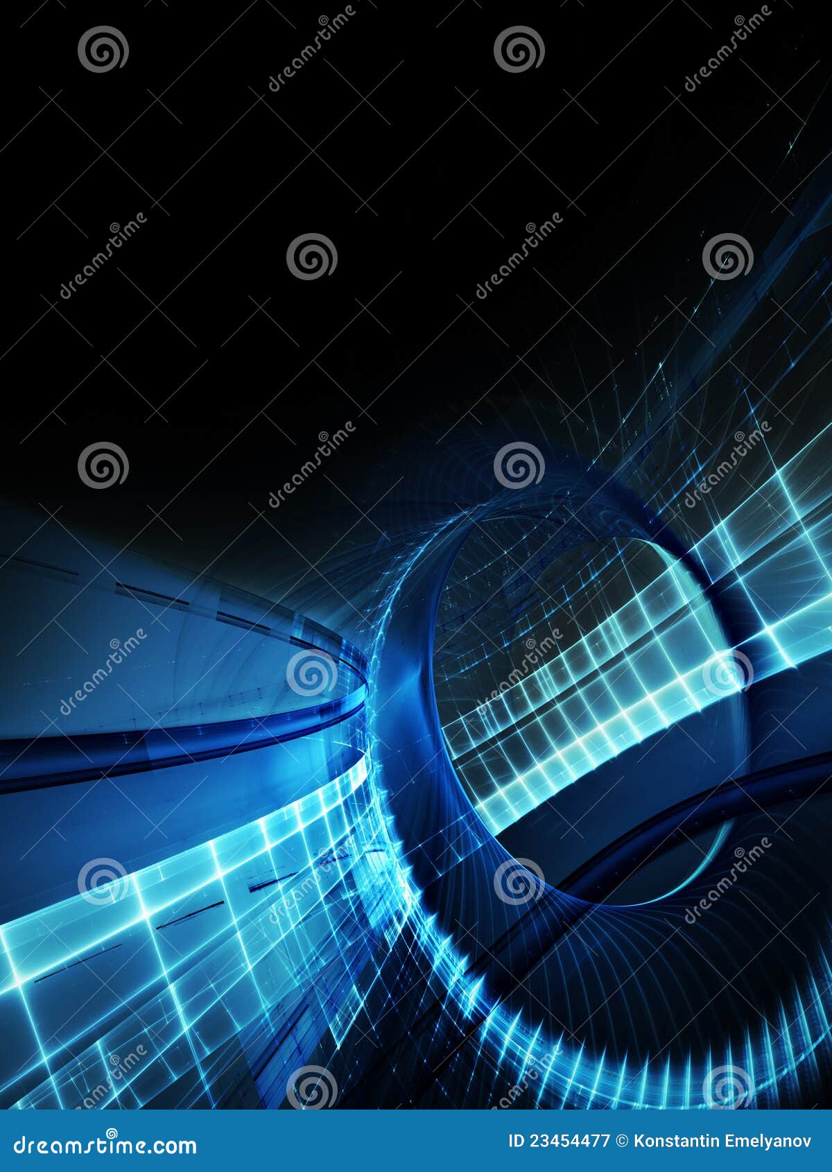 Blue Futuristic Forms on Black Background Stock Illustration ...