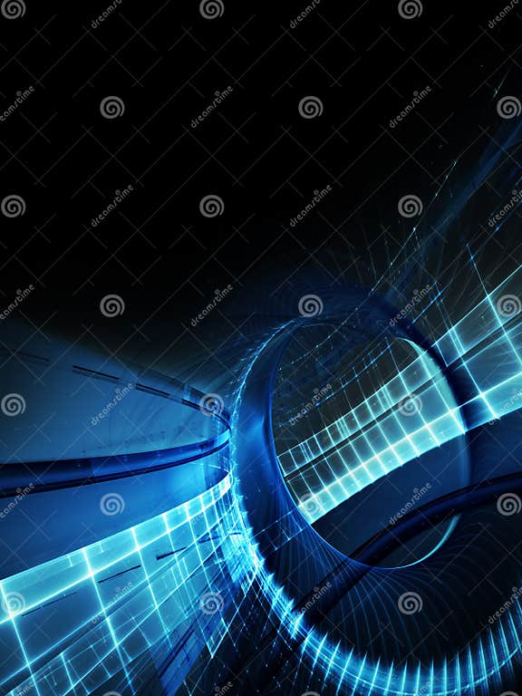 Blue Futuristic Forms on Black Background Stock Illustration ...