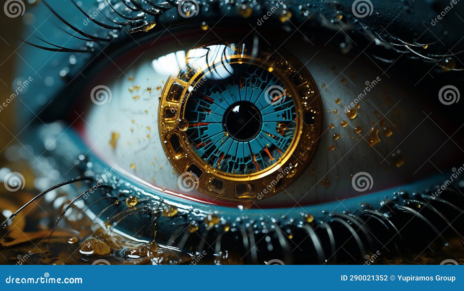 Blue Futuristic Glass Reflection, Abstract Technology, Human Eye, Shiny ...