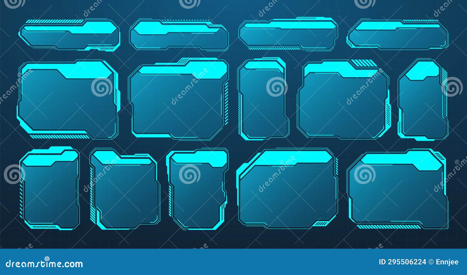 Blue Futuristic HUD or UI Elements. Sci-fi User Interface Text Boxes ...
