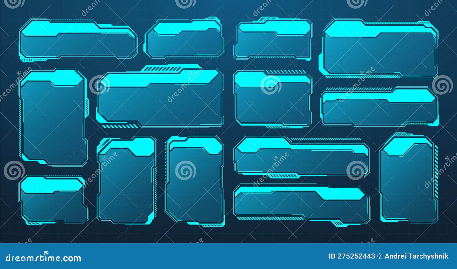 Blue Futuristic HUD or UI Elements. Sci-fi User Interface Text Boxes ...