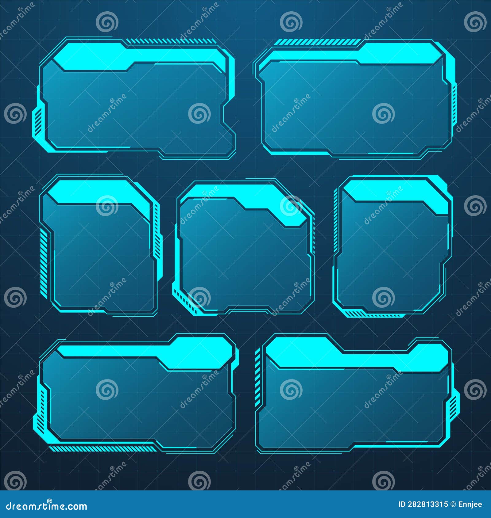 Blue Futuristic HUD or UI Elements. Sci-fi User Interface Text Boxes ...