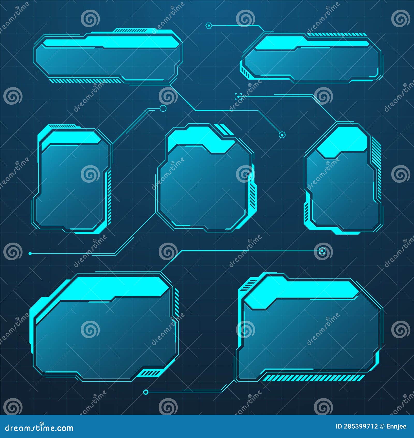 Blue Futuristic HUD or UI Elements. Sci-fi User Interface Text Boxes ...
