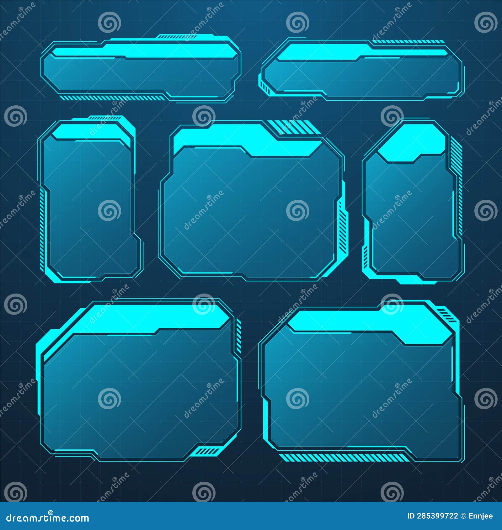 Blue Futuristic HUD or UI Elements. Sci-fi User Interface Text Boxes ...