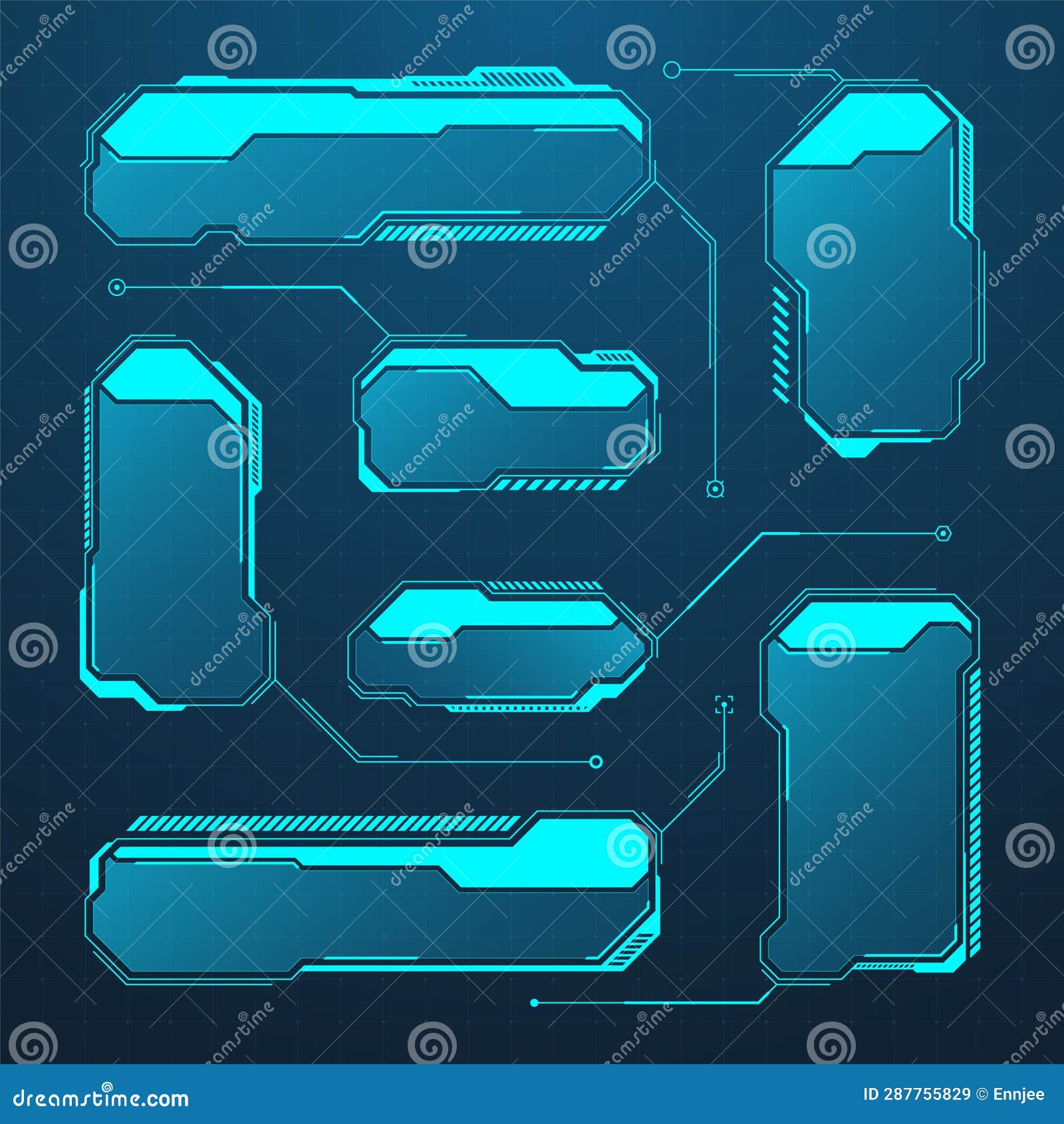 Blue Futuristic HUD or UI Elements. Sci-fi User Interface Text Boxes, Callouts Stock Vector ...