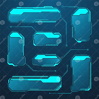 Blue Futuristic HUD or UI Elements. Sci-fi User Interface Text Boxes, Callouts Stock Vector ...