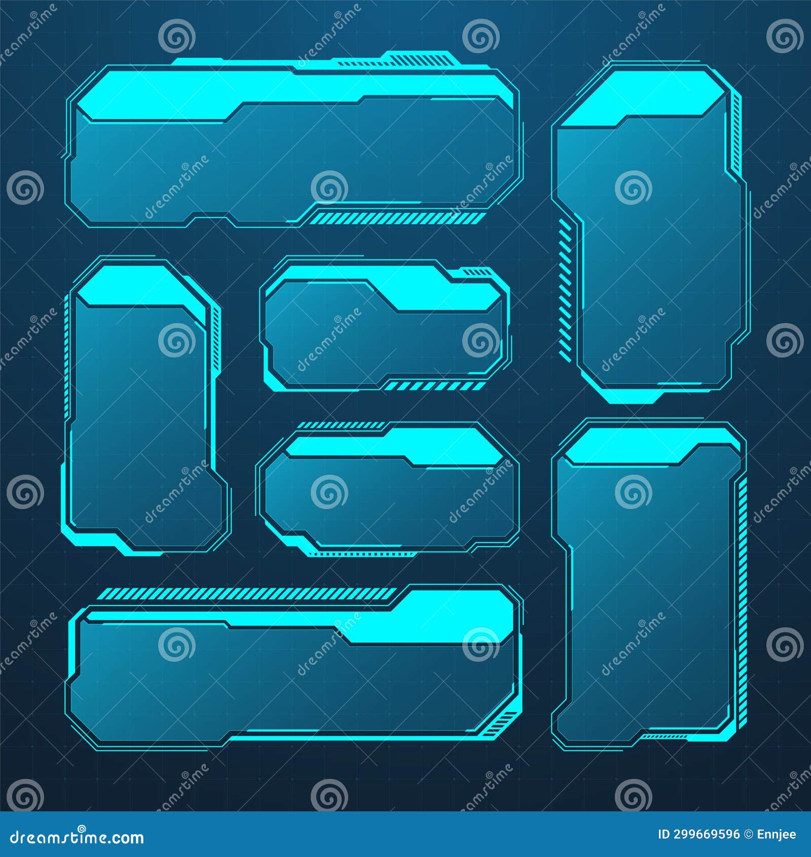Blue Futuristic HUD or UI Elements. Sci-fi User Interface Text Boxes ...