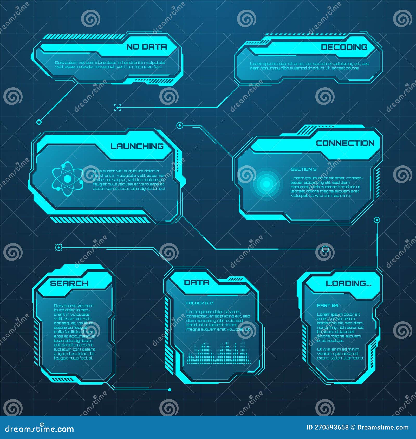 Blue Futuristic HUD or UI Elements. Sci-fi User Interface Text Boxes ...